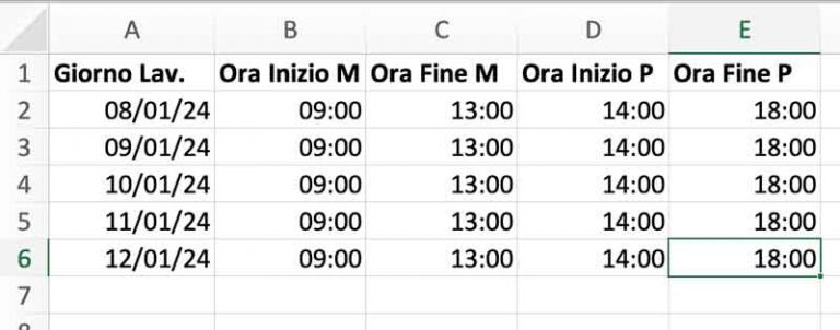 Calcolare le Ore di Lavoro con Excel - SOS Excel